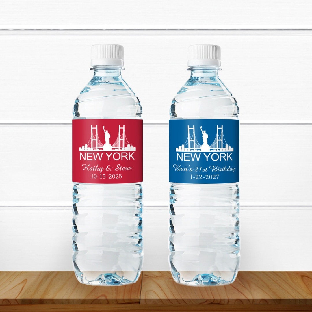 Set of 15 NYC New York Skyline Personalized Water Bottle Labels ...
