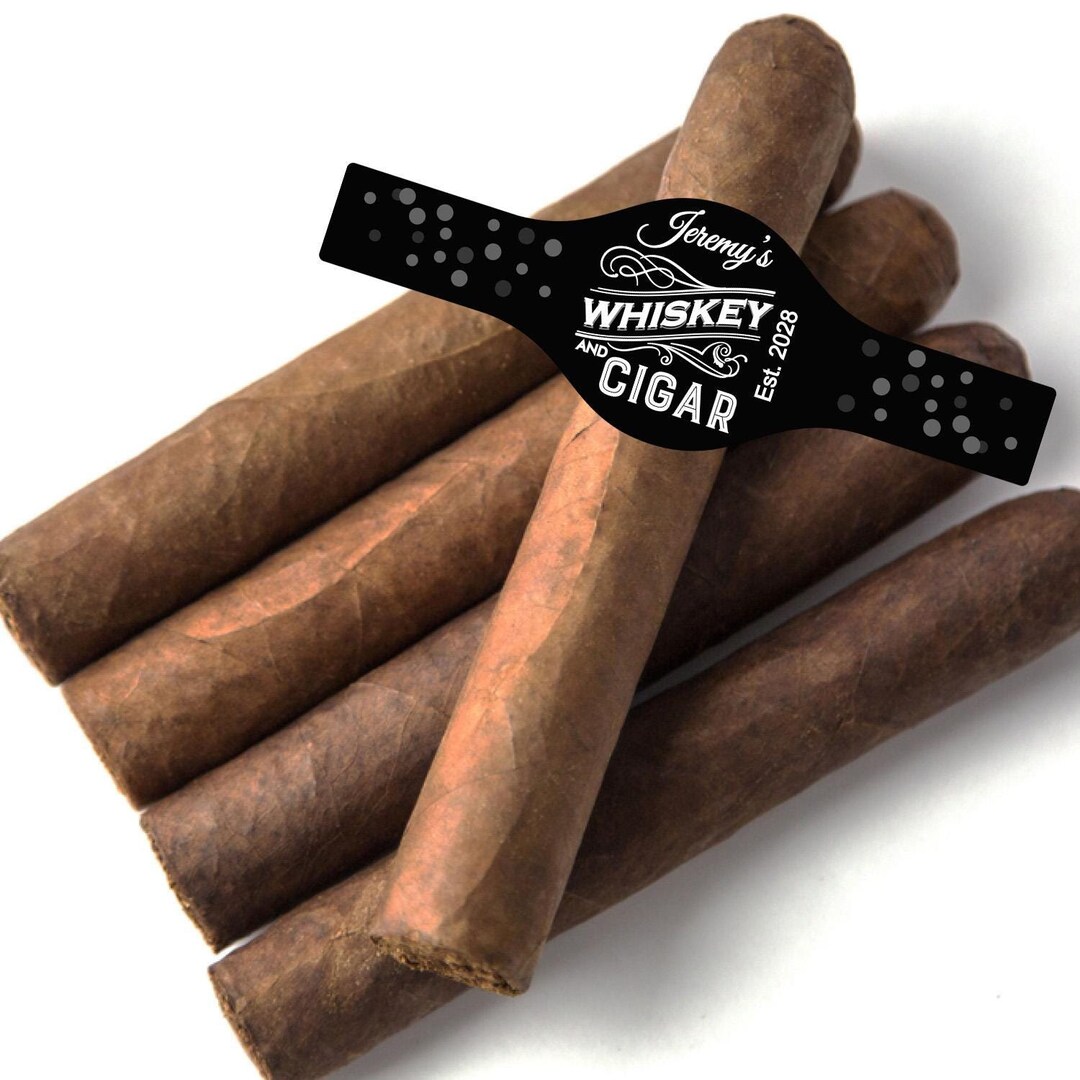 15 Pieces, Whiskey and Cigar Personalized Cigar Stickers, Cigar Bands ...