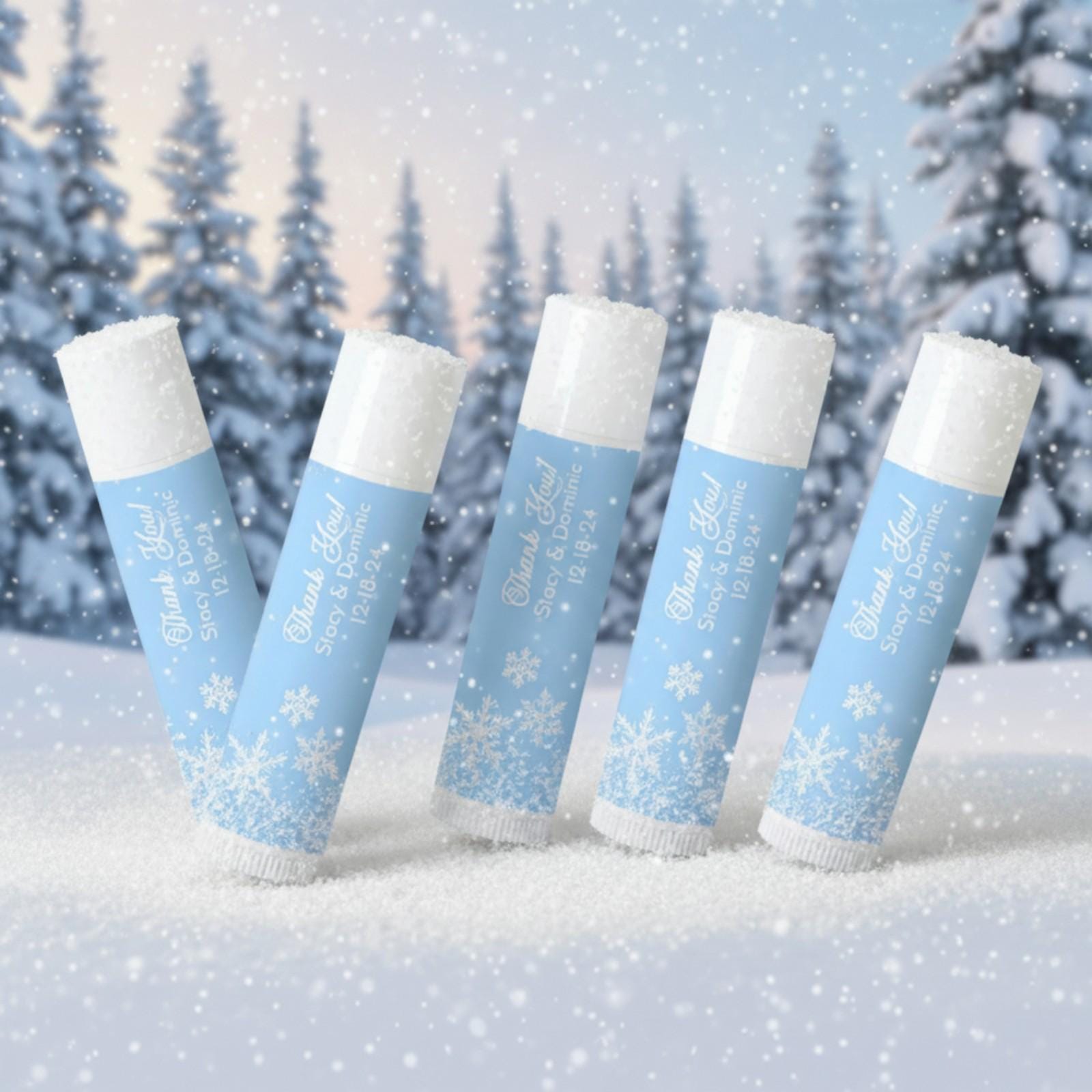 12 Pcs Snowflakes Winter Style Personalized Tube Lip Balm Favors ...