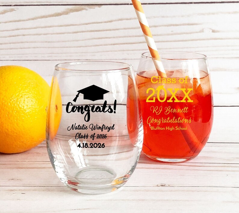 24 Pcs Graduation Stemless Wine Glasses Graduation Favors | Etsy
