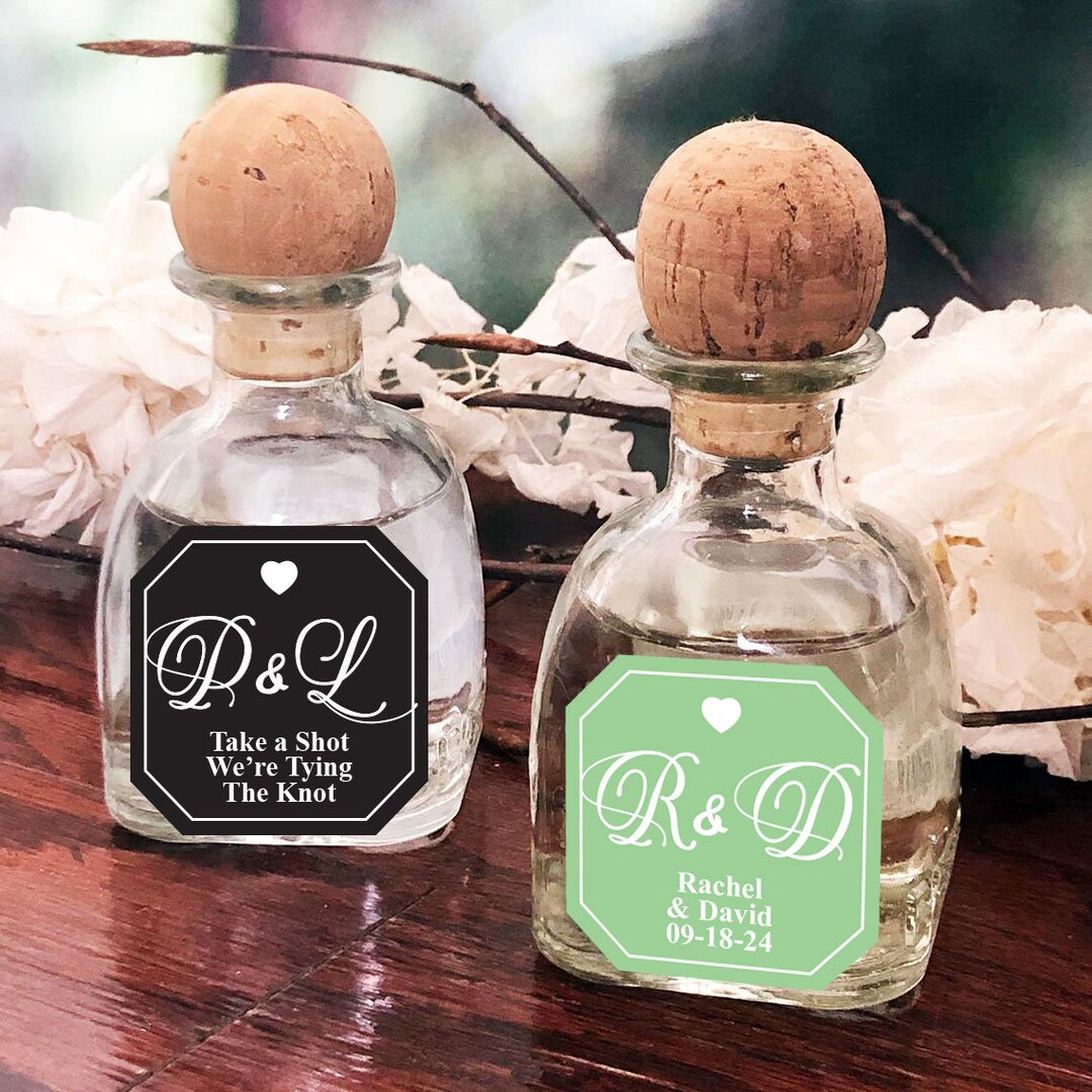 20 PIECES Monogram Personalized Patron Size Stickers Wedding Party ...