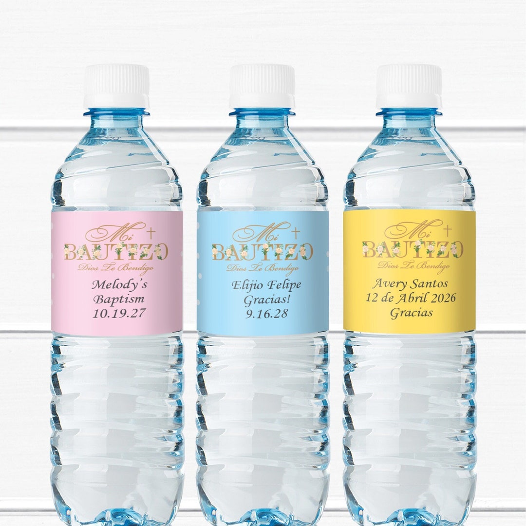Set of 15 Mi Bautizo Baptism Personalized Water Labels Stickers ...