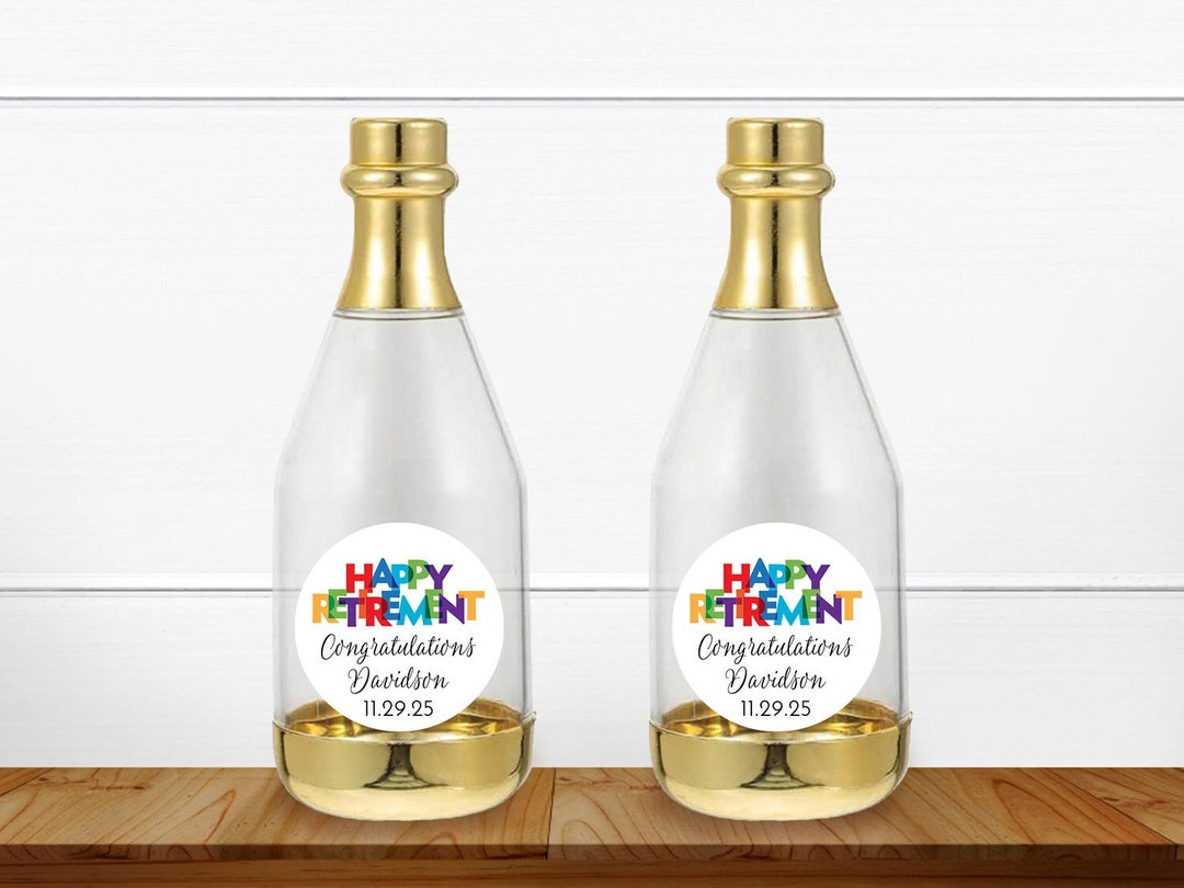 12 Pcs Happy Retirement Personalized Gold Champagne Favors Retirement ...