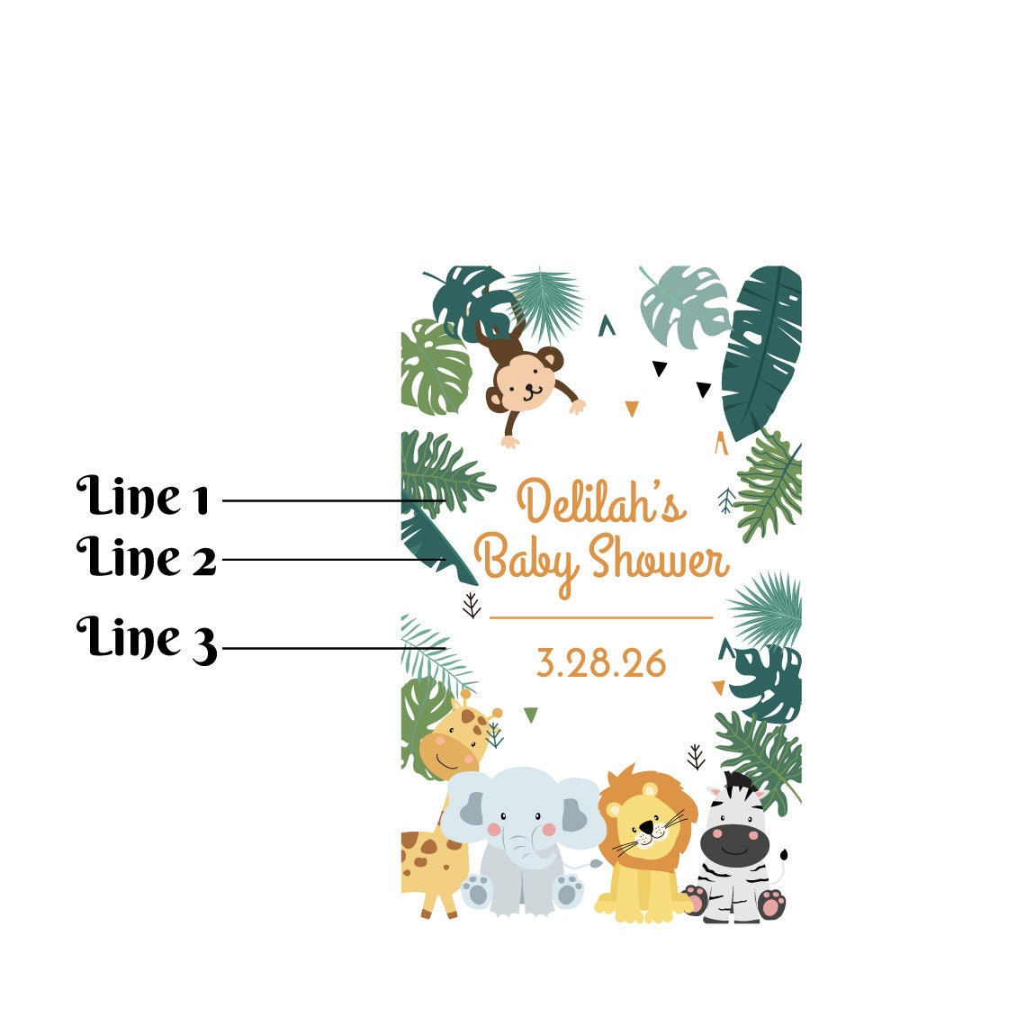 15 Pcs Safari Personalized Sanitizer Stickers Favors Baby - Etsy