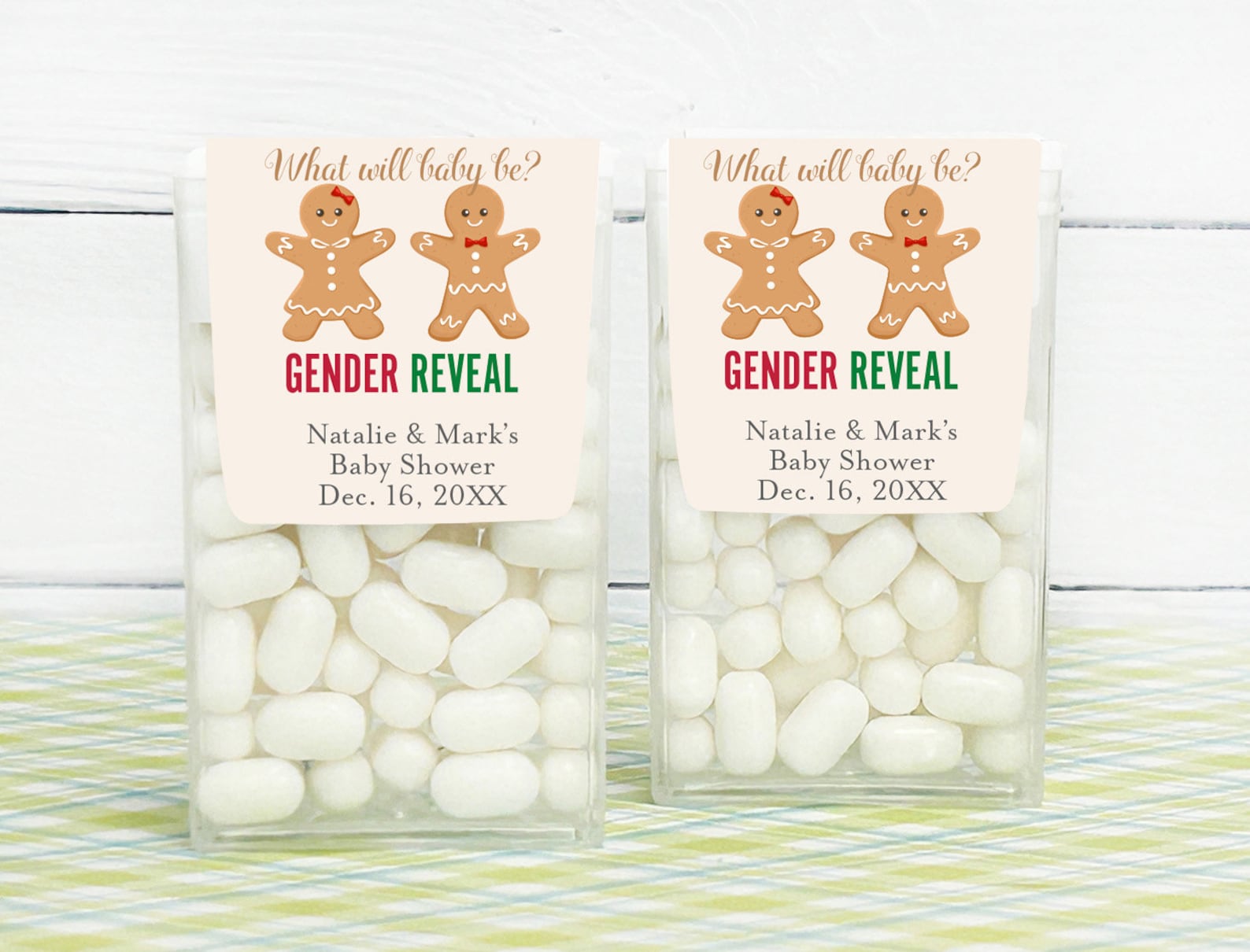 12 Pcs Gender Reveal Gingerbread Personalized Tic Tacs Candy - Etsy