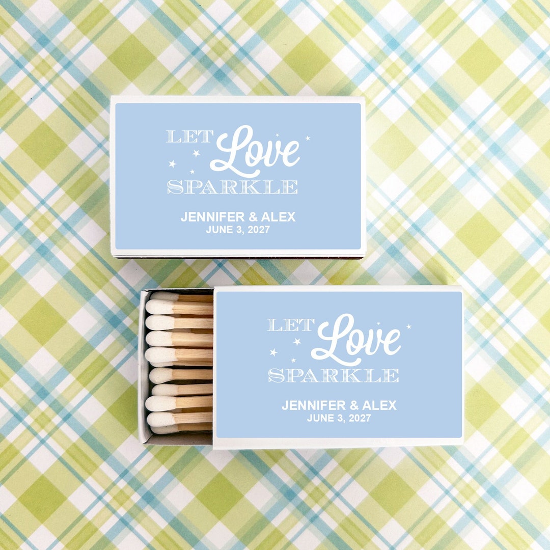 50 PIECES Let Love Sparkle Personalized Personalized Matchbox Wedding ...