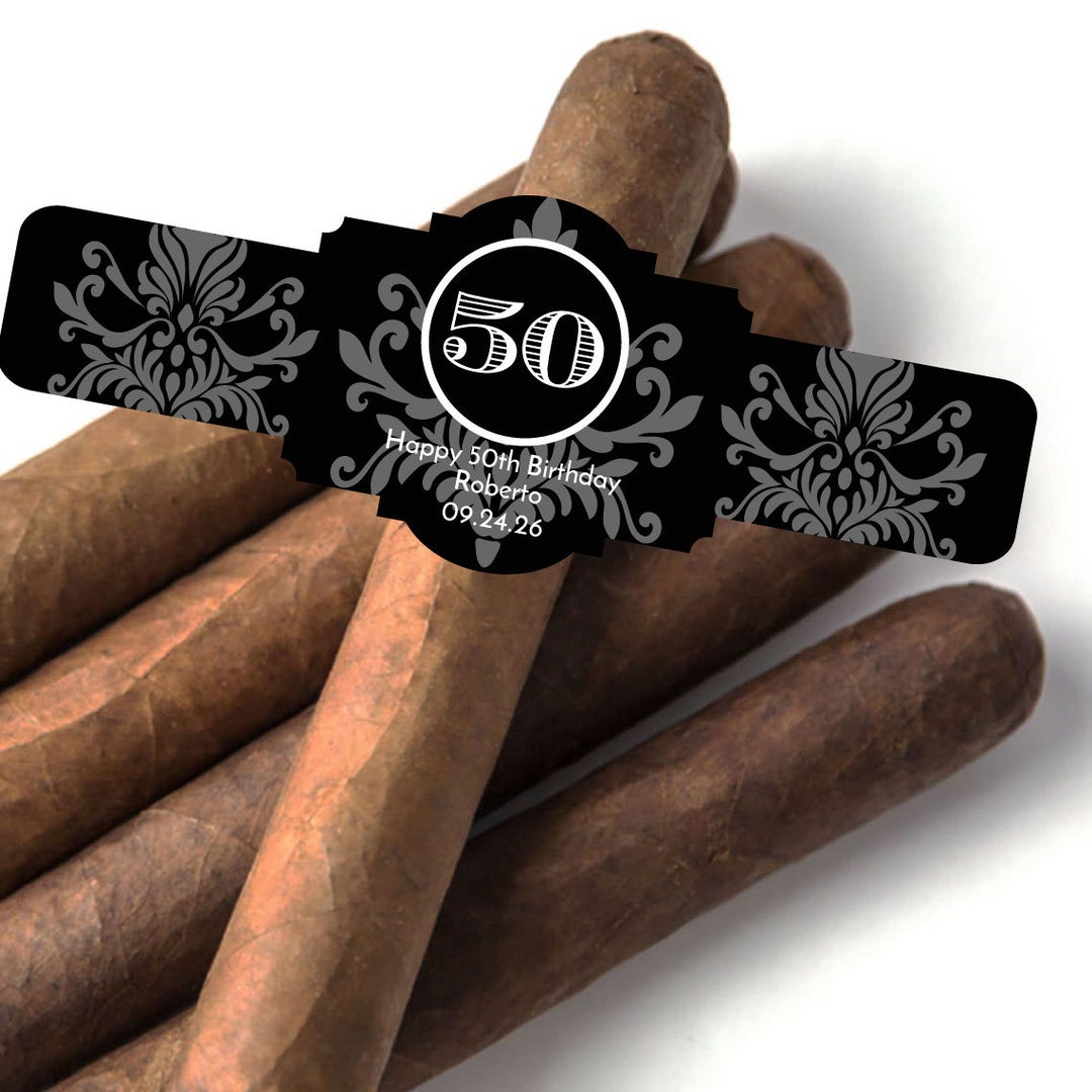 15 PIECES Happy Birthday Cigar Stickers Age Number Custom Personalized ...