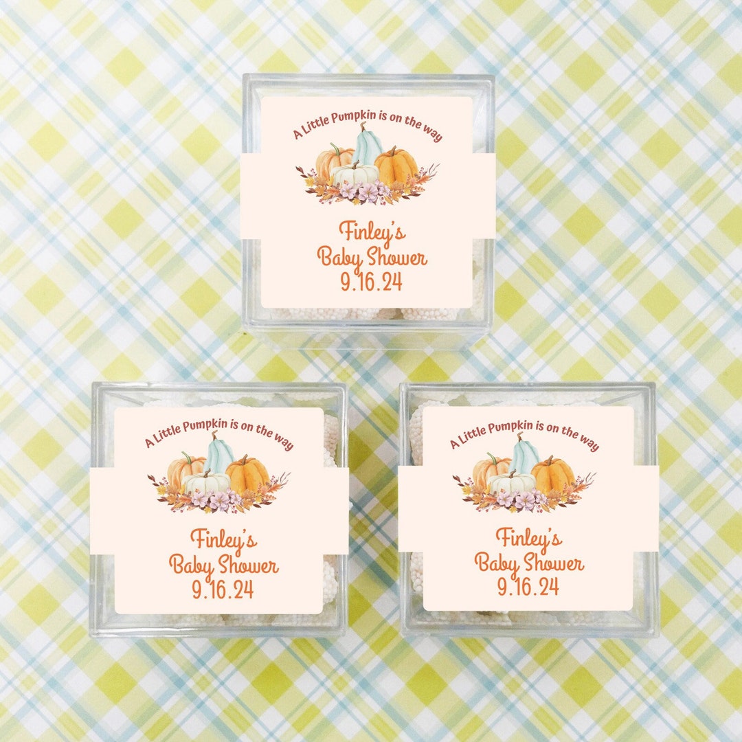 Set of 10, A Little Pumpkin is on the Way Personalized Square Acrylic ...
