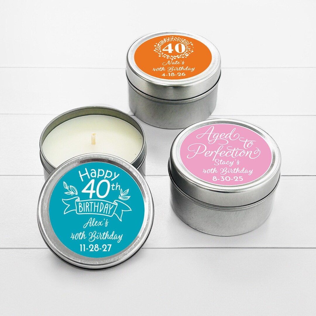 12 Pcs Fortieth 40th Birthday Personalized Candle Tins Personalized ...