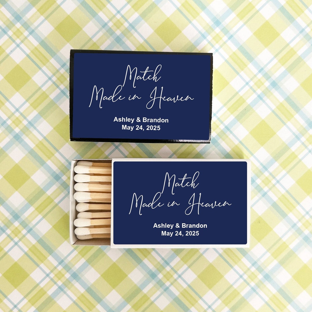 Wedding BULK Matches Set of 50, Match Made in Heaven Personalized ...