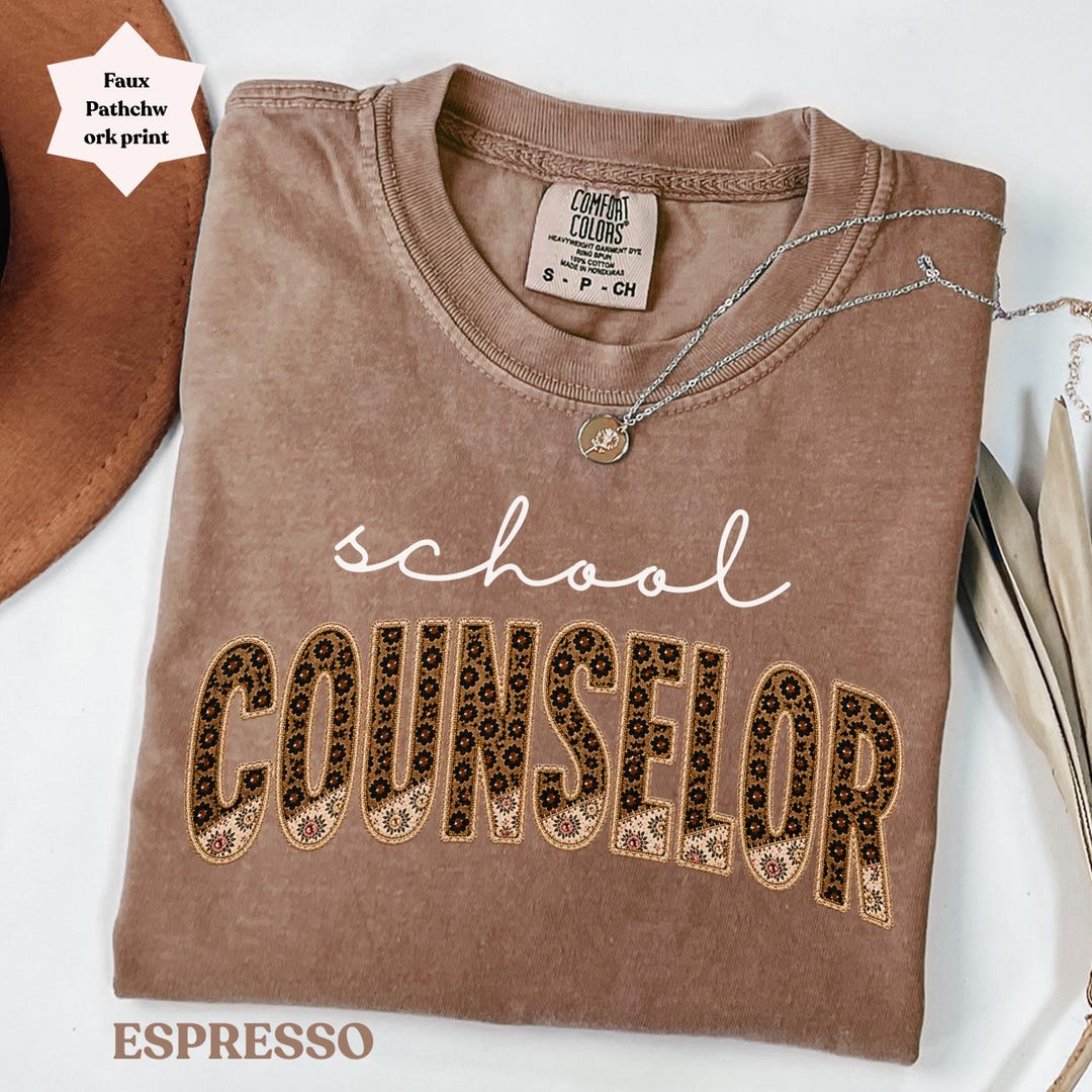 Comfort Colors School Counselor Shirt Floral Patchwork Tee, Mental ...