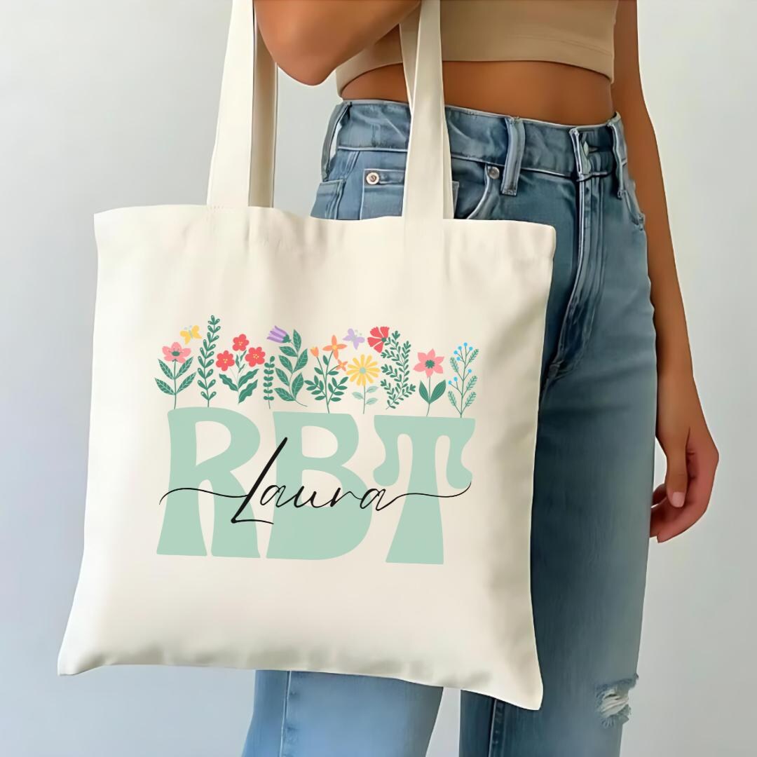 Rbt Gift Bag, Personalized Rbt Tote With Flowers, Registered Behavior ...