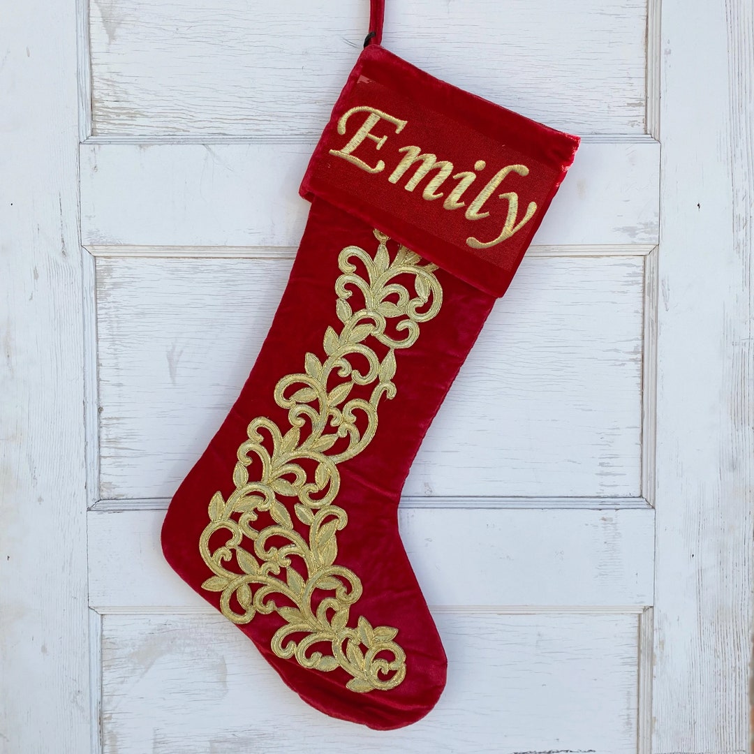 Christmas Traditional Red Personalized Velvet Stockings, Customized ...