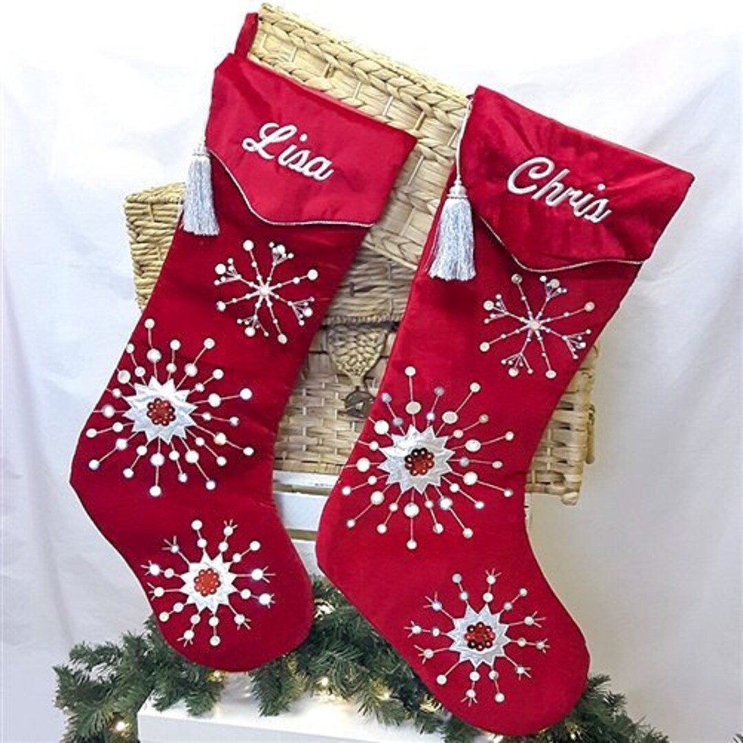 Christmas Traditional Red Personalized Velvet Stockings, Customized ...