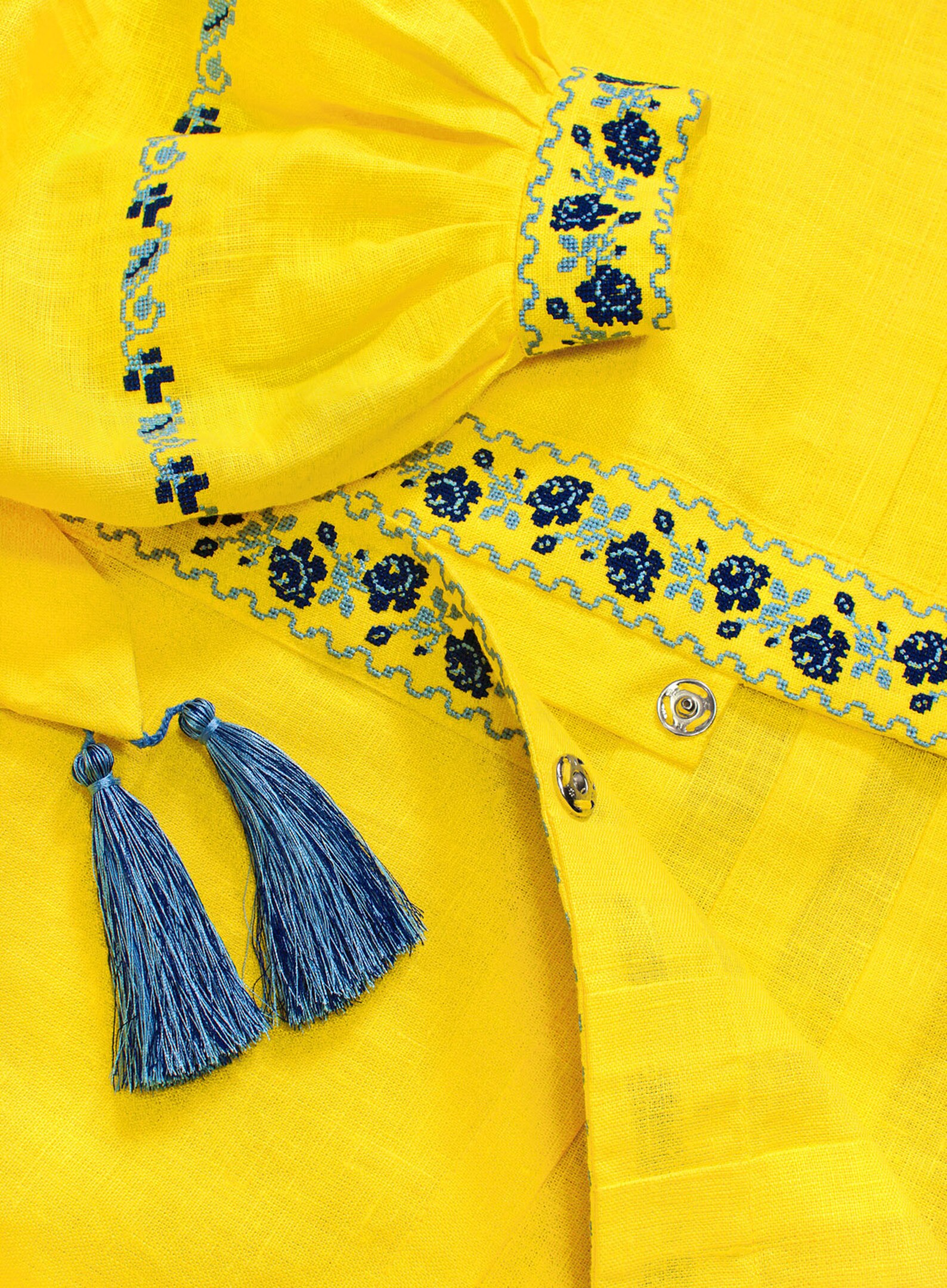 Embroidered Yellow Linen Floral Dress Long Ethnic Folk Dress | Etsy