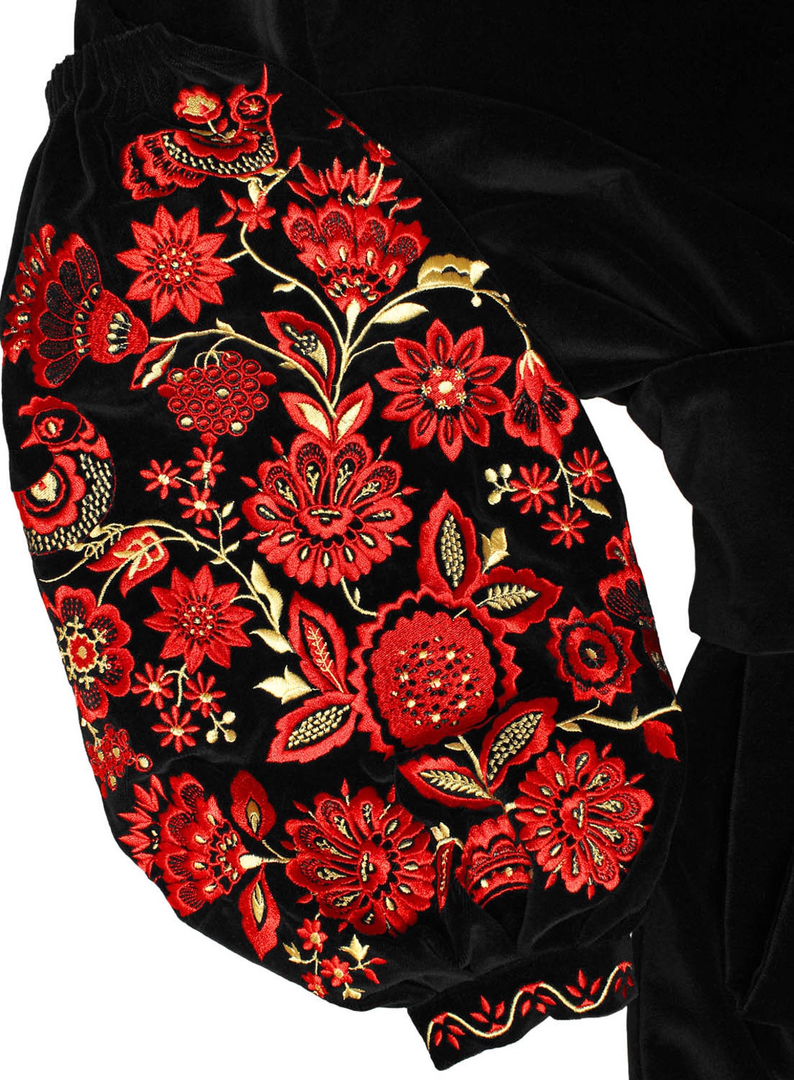 Embroidered Velvet Ethnic Black Dress Folk Short Ukrainian - Etsy