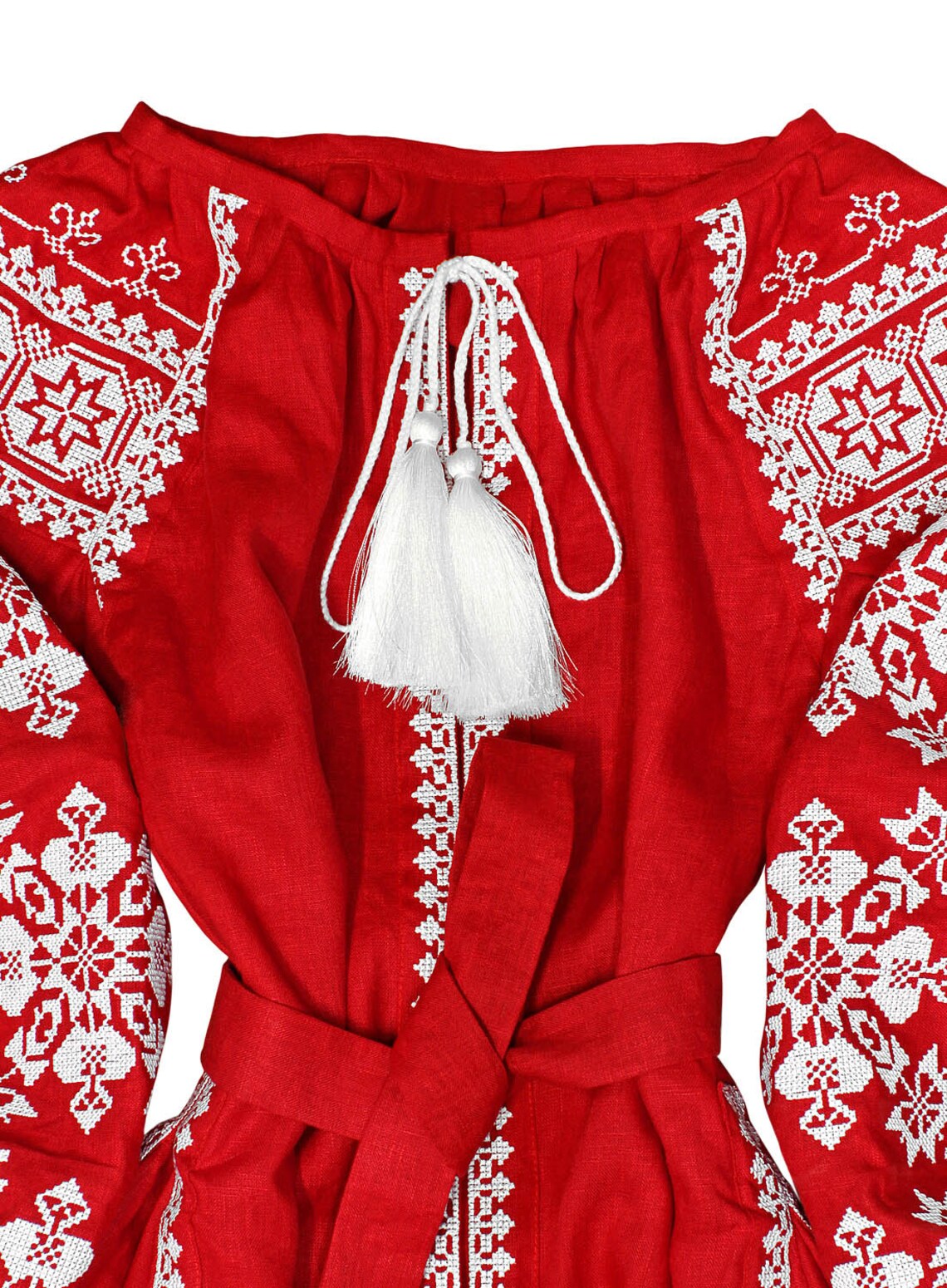 Red Embroidered Ethnic Long Dress With Geometric Pattern - Etsy