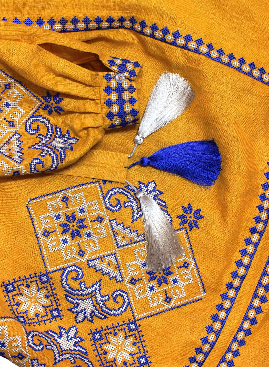 Boho Style Ocher Color Ukrainian Dress With Ancient Geometric | Etsy