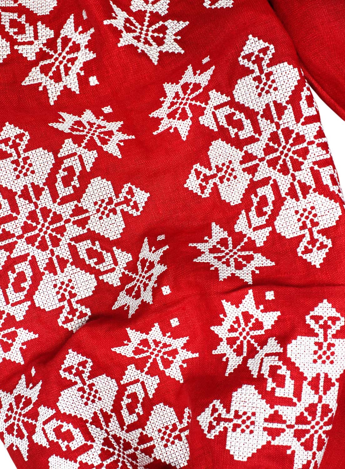 Red Embroidered Ethnic Long Dress With Geometric Pattern - Etsy