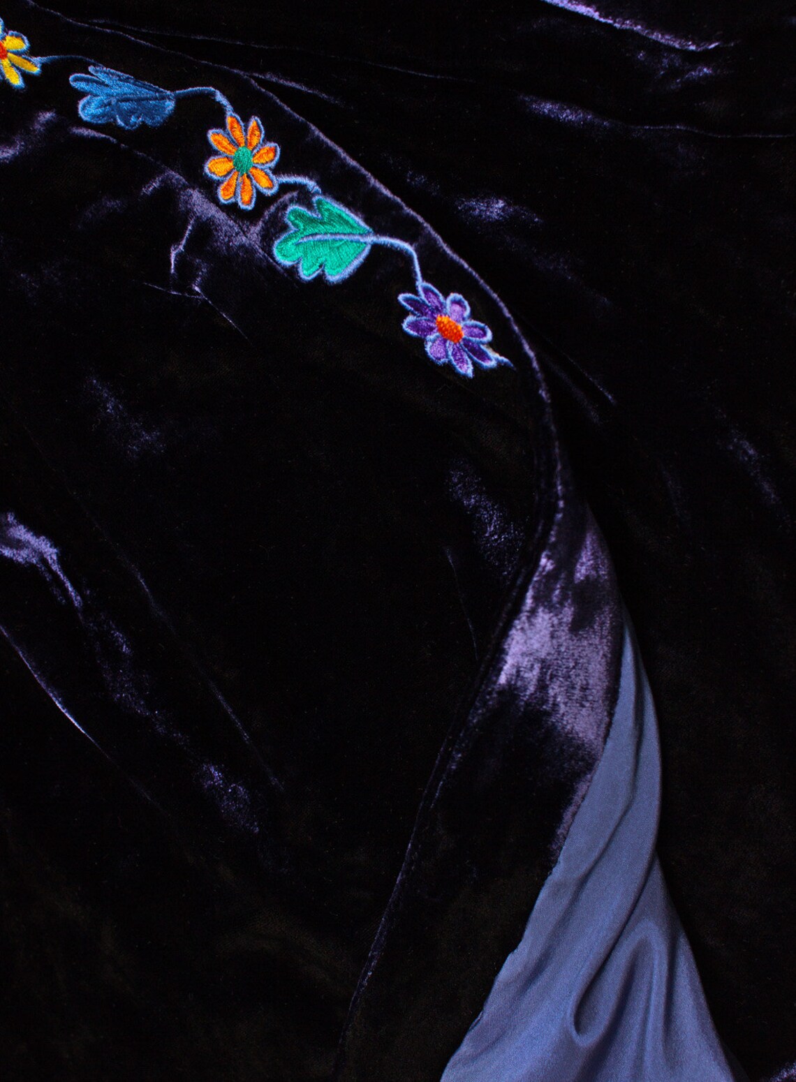 Navy Blue Embroidered Velvet Short Dress Winter Ukrainian | Etsy