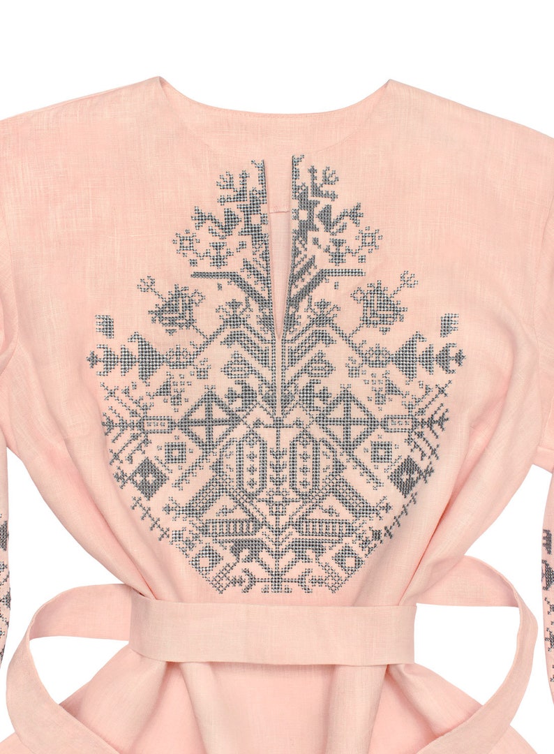 Light Pink Peasant Linen Embroidered Blouse mexican Bohemian - Etsy