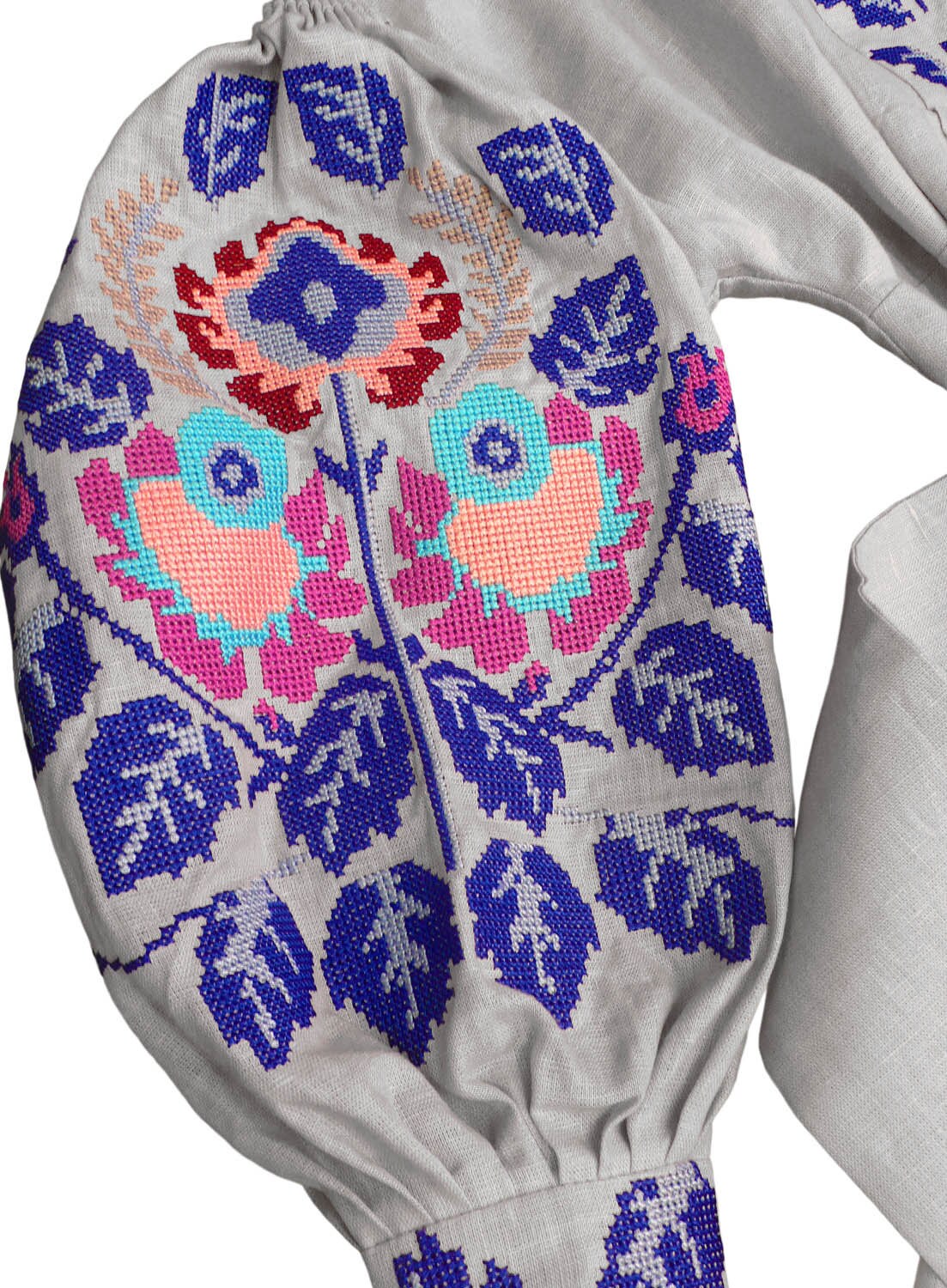 Gray Linen Embroidered Folk Dress With Ancient Floral Pattern | Etsy