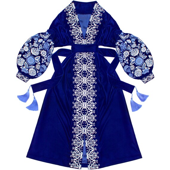 Velvet Embroidered Ethnic Dress Folk Authentic Bohemian - Etsy