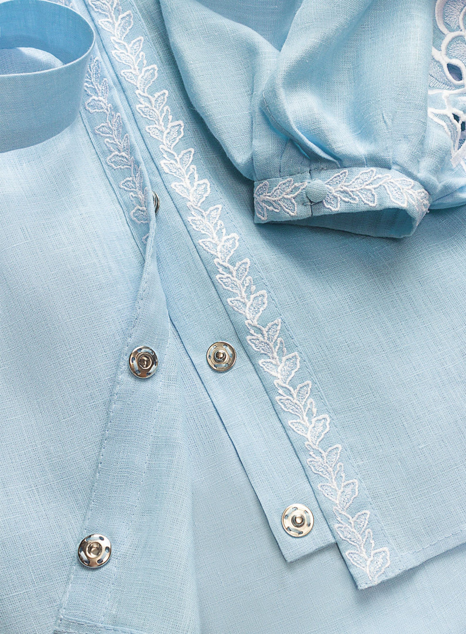 Light Blue Embroidered Linen Bohemian Blouse Cut-embroidery - Etsy