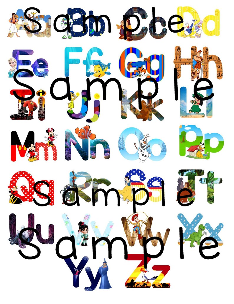 Disney Inspired Alphabet Posters & Cards | Etsy