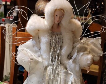 White Fur Tree Topper - Etsy