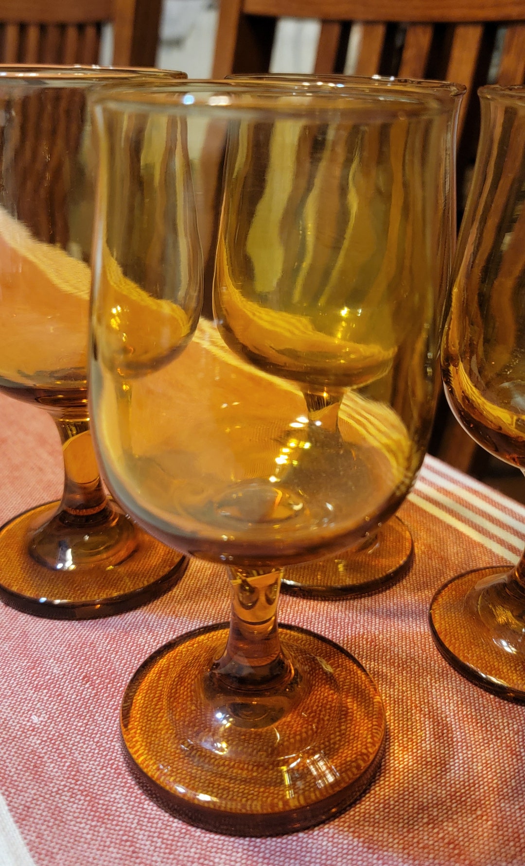 Small Amber Vintage Wine Goblets - Etsy