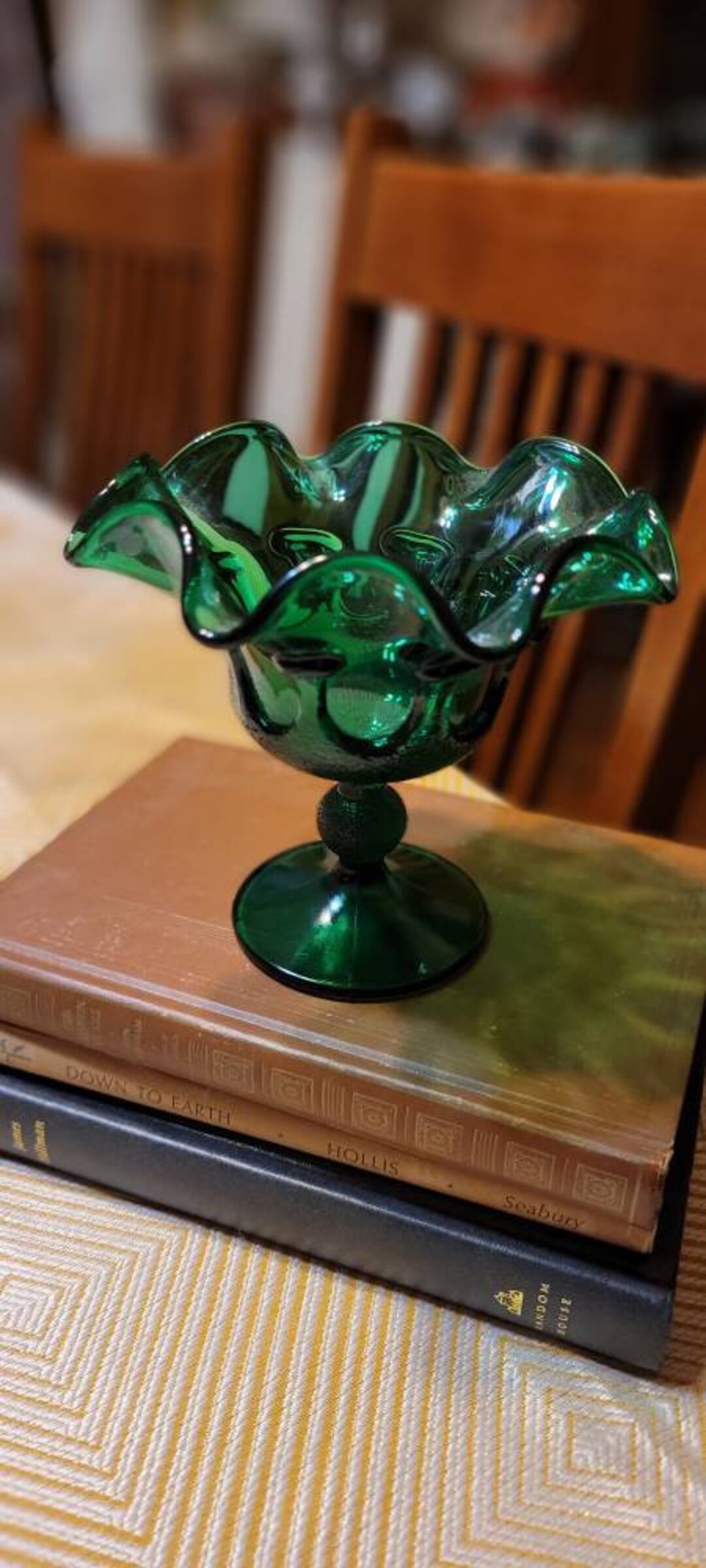 Vintage Stelvia Glass Blenko Wayne Husted Emerald Green Candy Compote ...