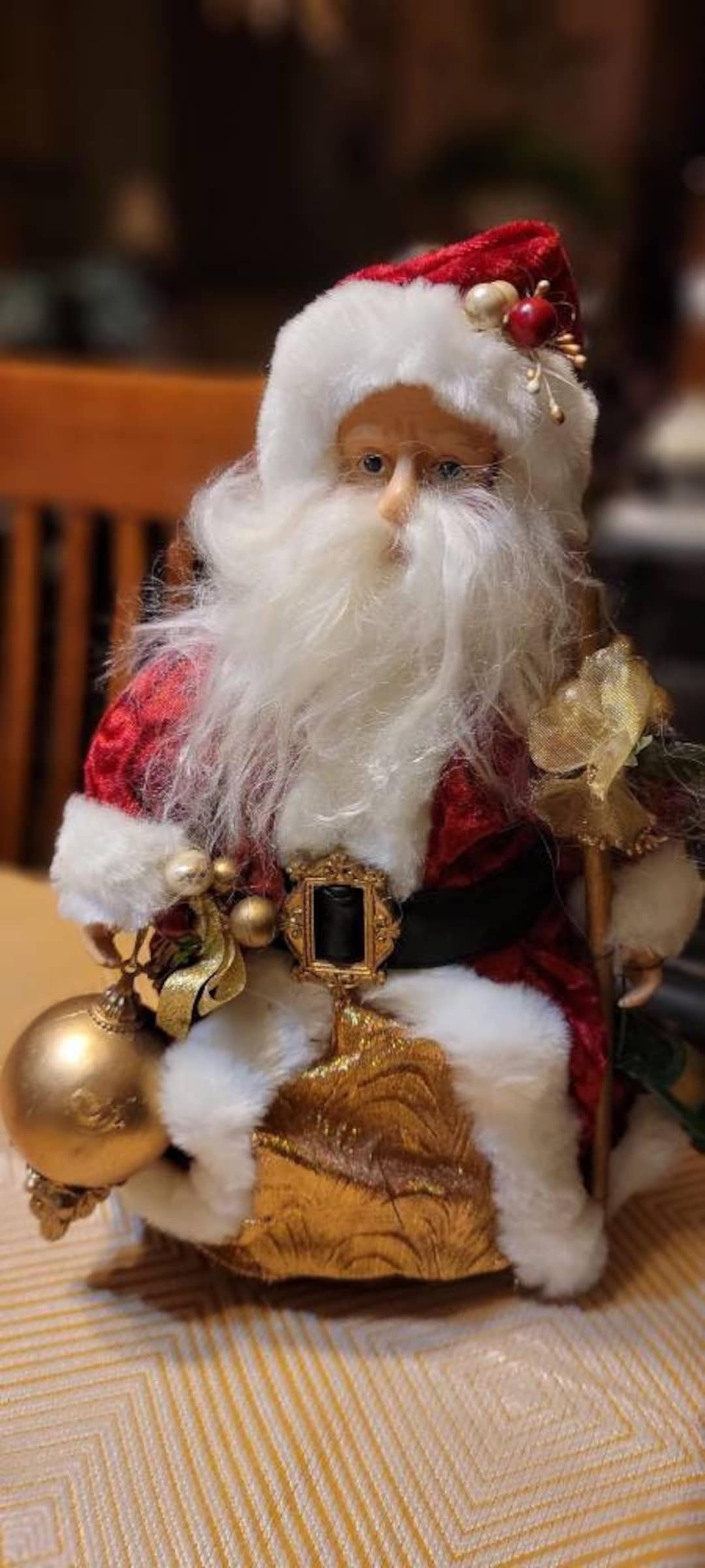 Father Christmas Tree Topper. Red Velvet and Gold Robe. - Etsy