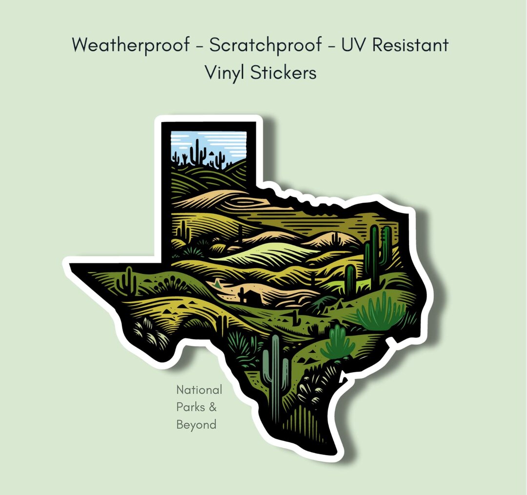 Texas State Landscape 3” Vinyl Sticker - Etsy