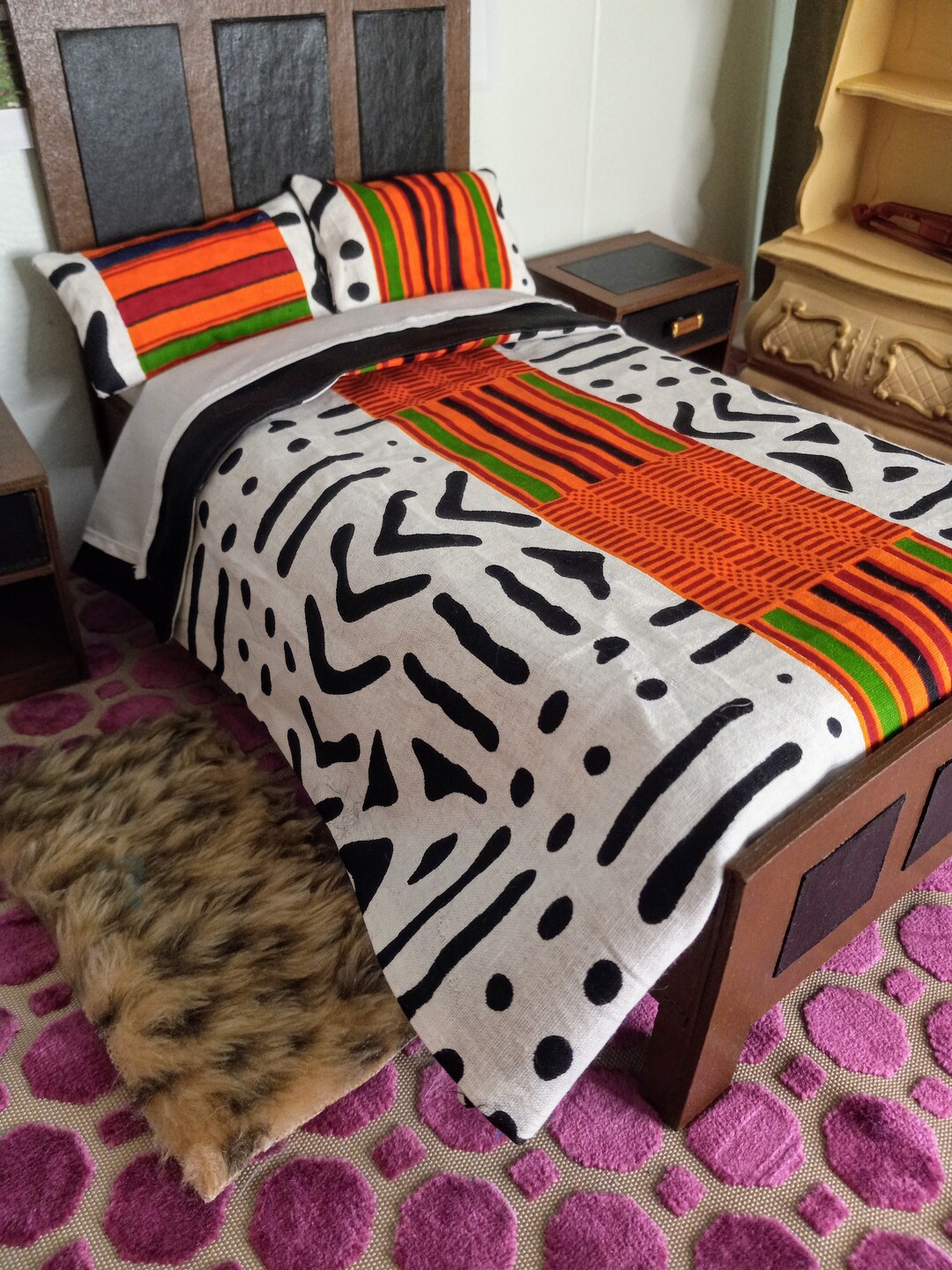 Doll 1:6 Scale Size 3-piece African Bedding Set Cover With Attached ...