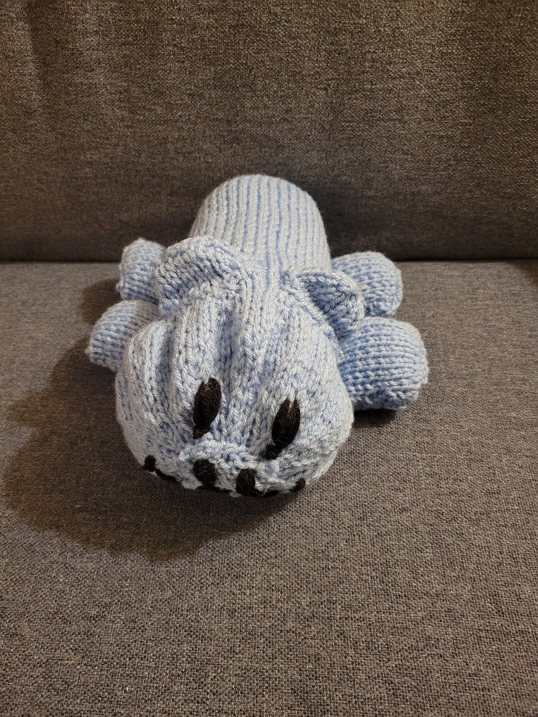 Hand Knit Stuffed Wombat - Light Blue - Etsy