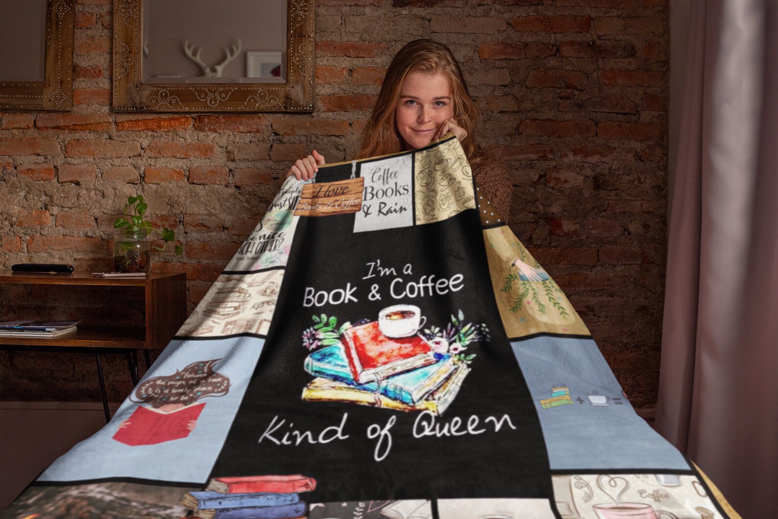 Reading Blanket Coffee Book Blanket Coffee Blanket Bookworm | Etsy