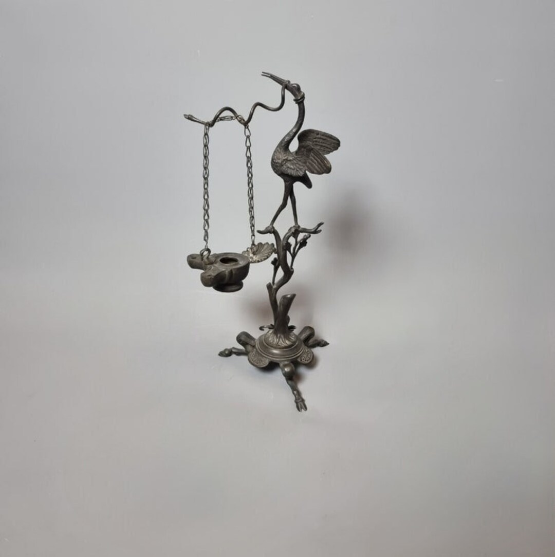 Antique Bronze Oil Lamp, Grand Tour, Stork, Snake, 19th Century - Etsy