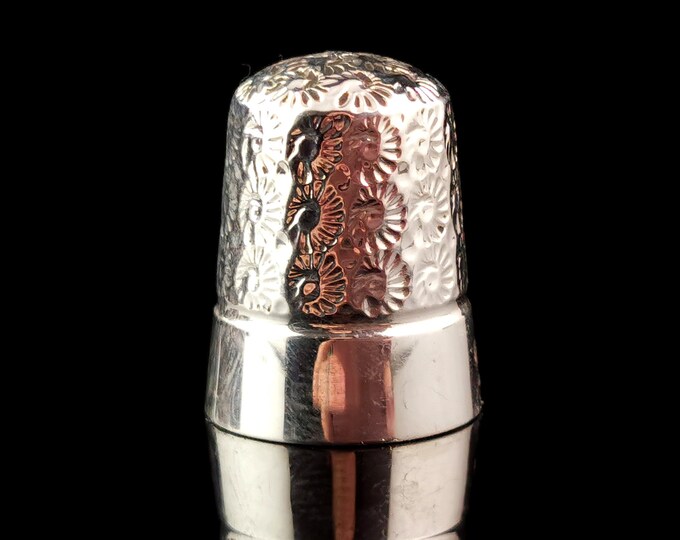 Vintage Sterling Silver Thimble, Floral - Etsy