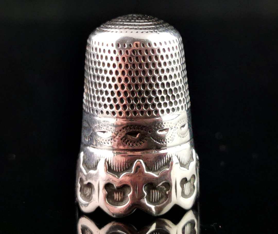 Antique Sterling Silver Thimble, Engraved - Etsy