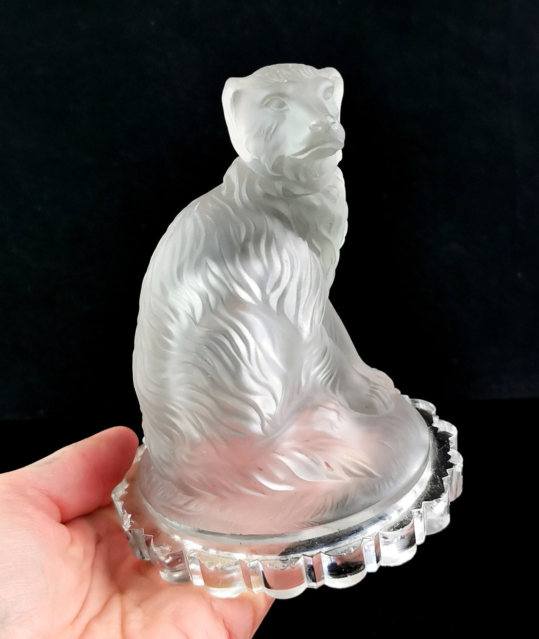 Antique Dog Sculpture, Pressed Glass Figure - Etsy