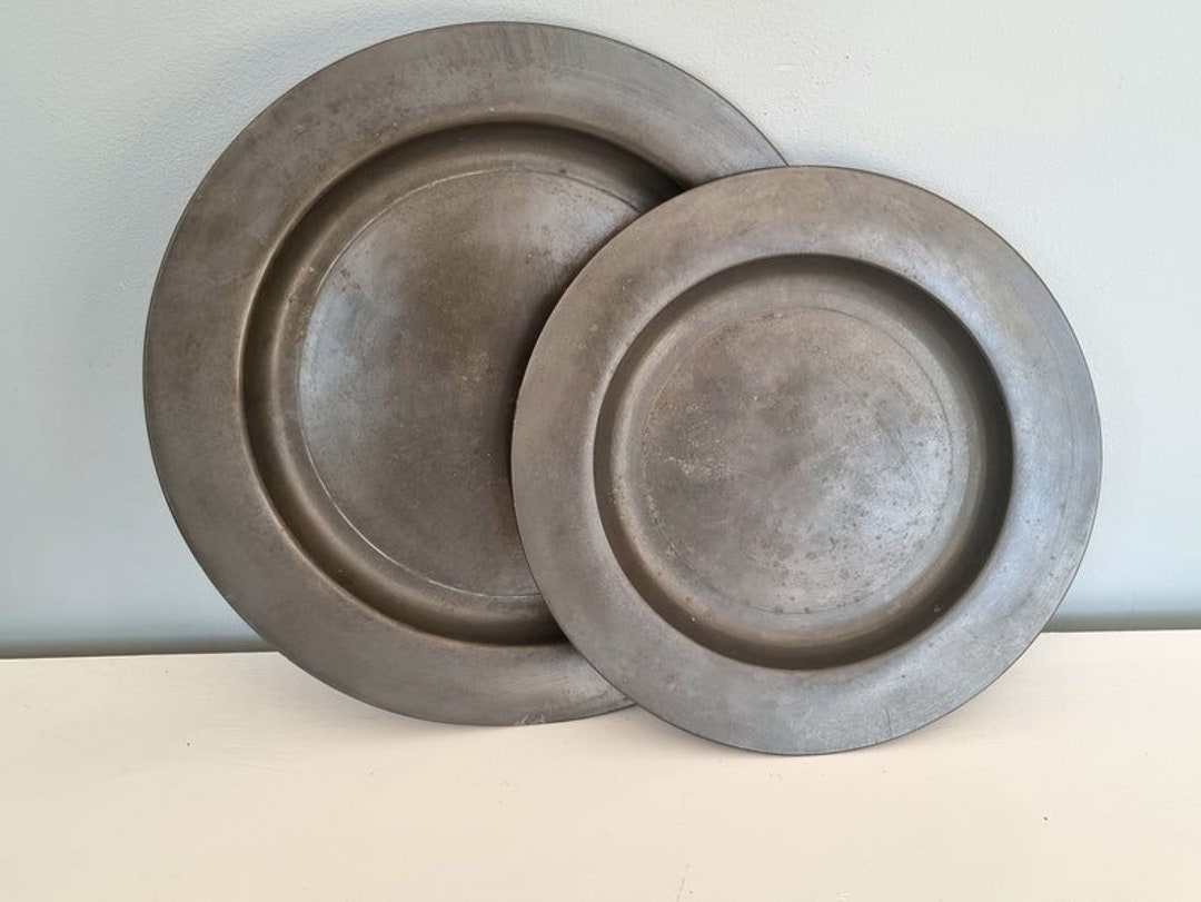 Rustic Antique Pewter Chargers, Plates, Industrial Style - Etsy
