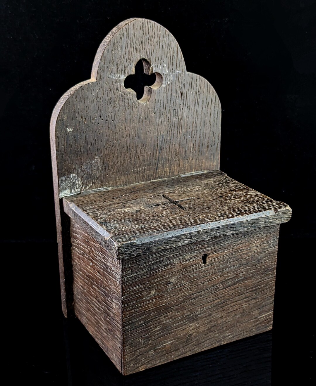 Antique Oak Ground Gothic Revival Church Offertory Box, Wall Mountable ...