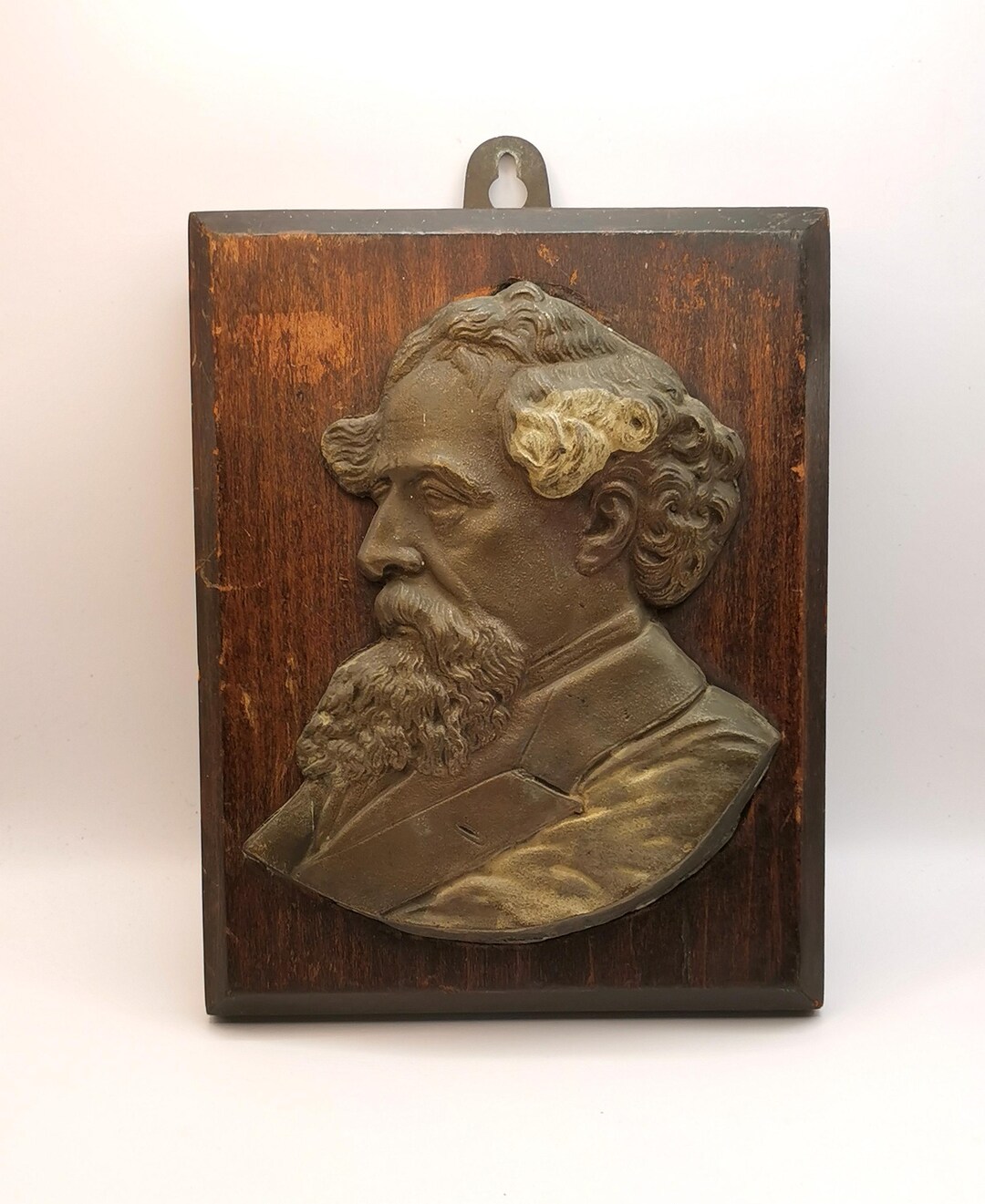 Antique Charles Dickens Plaque, Metal and Wood Sculpture - Etsy UK