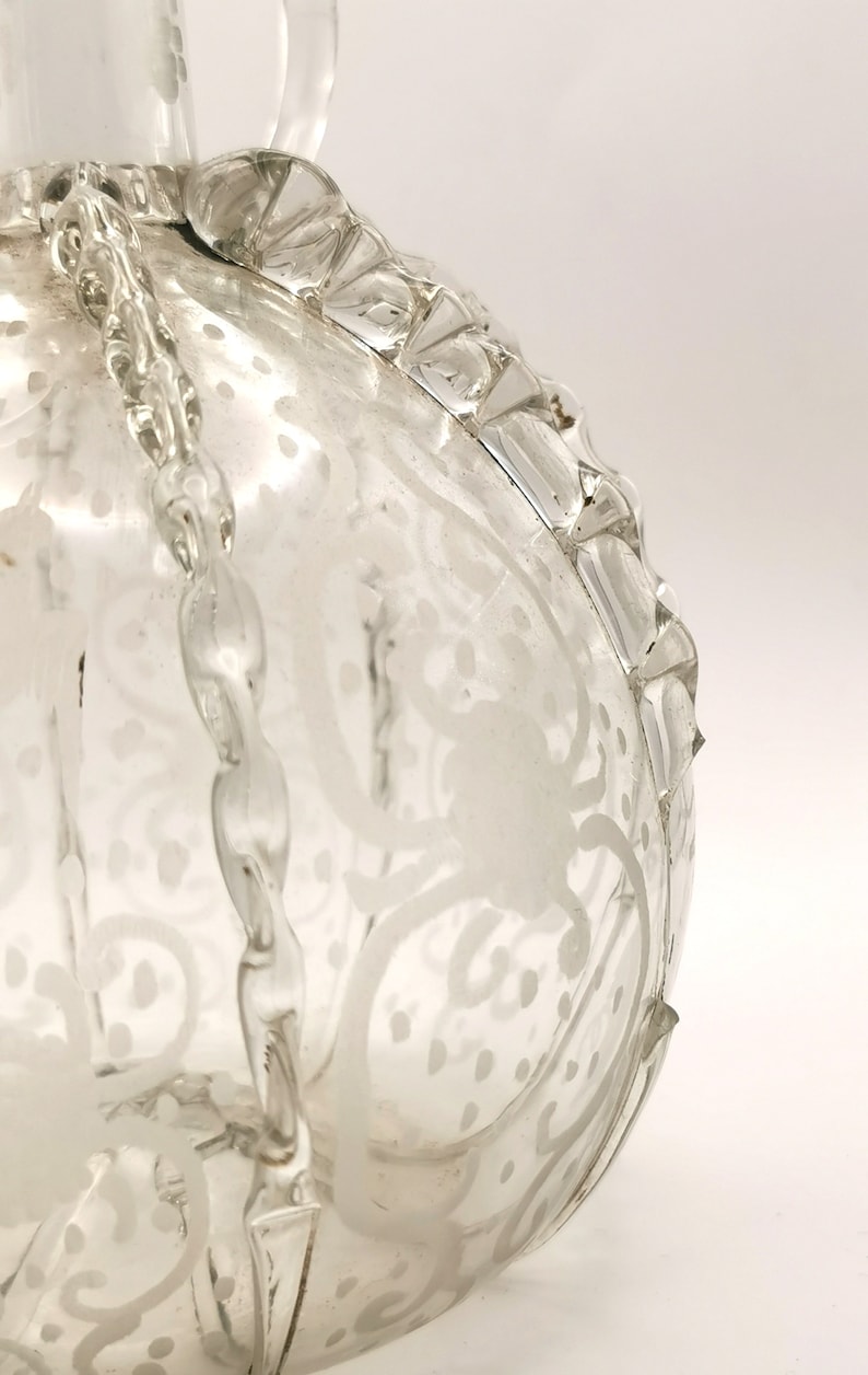 Antique 18th Century Dutch Glass Decanter, Ruffle Glass, Etched - Etsy