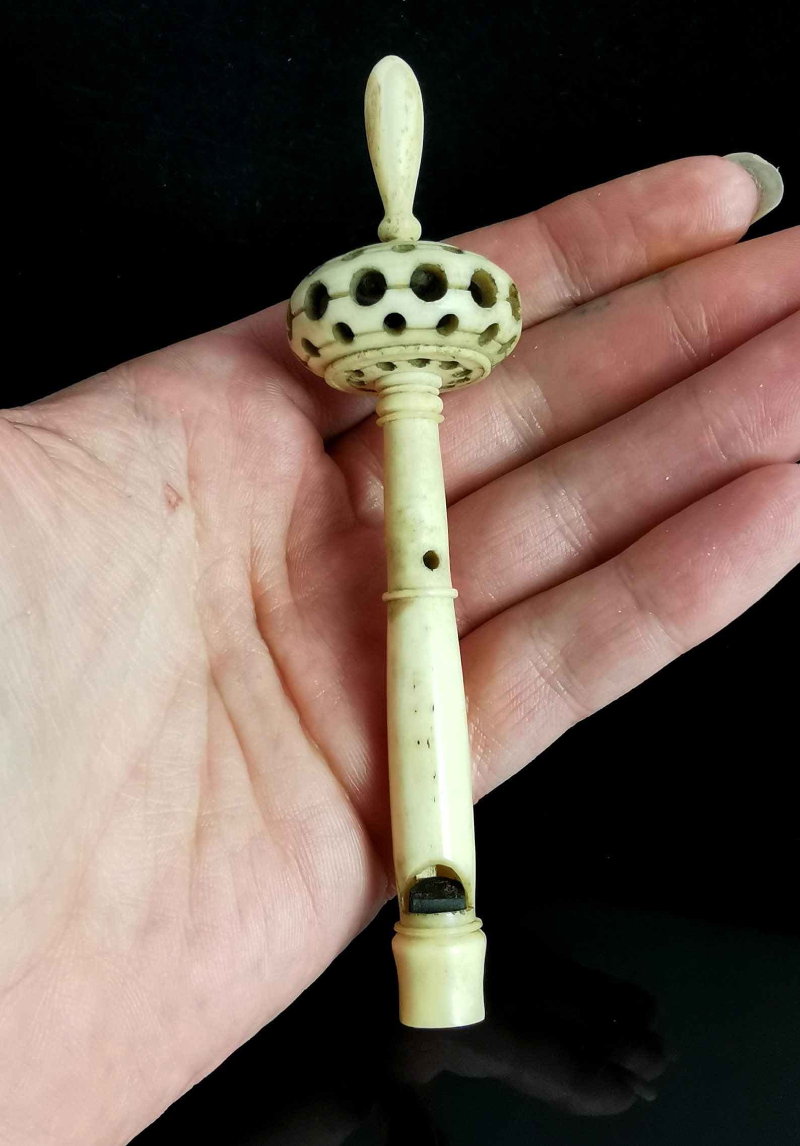 Antique Bone Baby Rattle and Whistle - Etsy