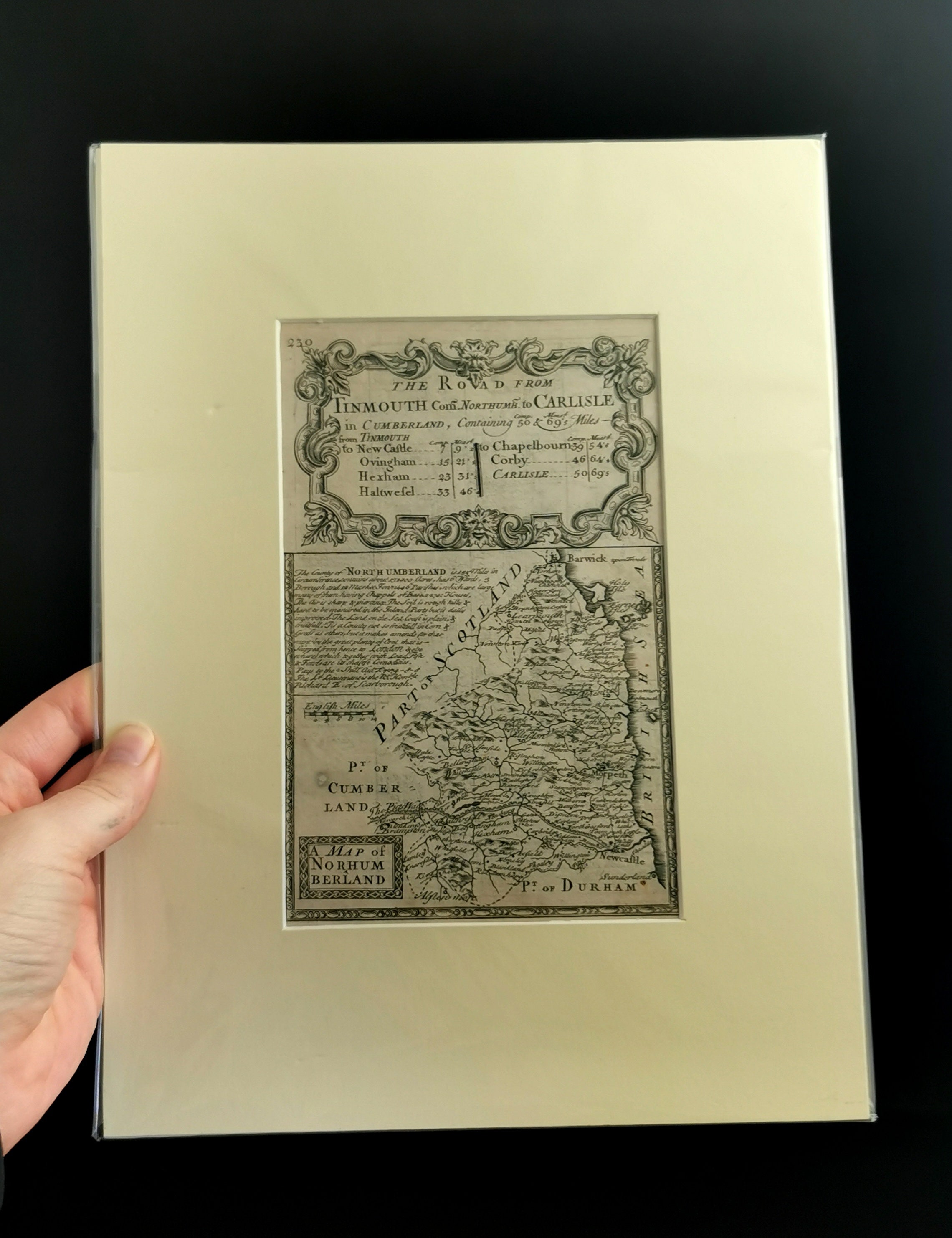 Antique English Road map print, vintage print, Oxford to Salisbury