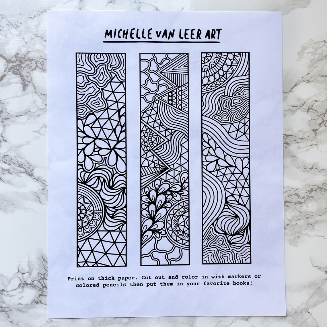 Printable Zen Doodle Bookmarks | Printable Coloring Sheet | Adult ...