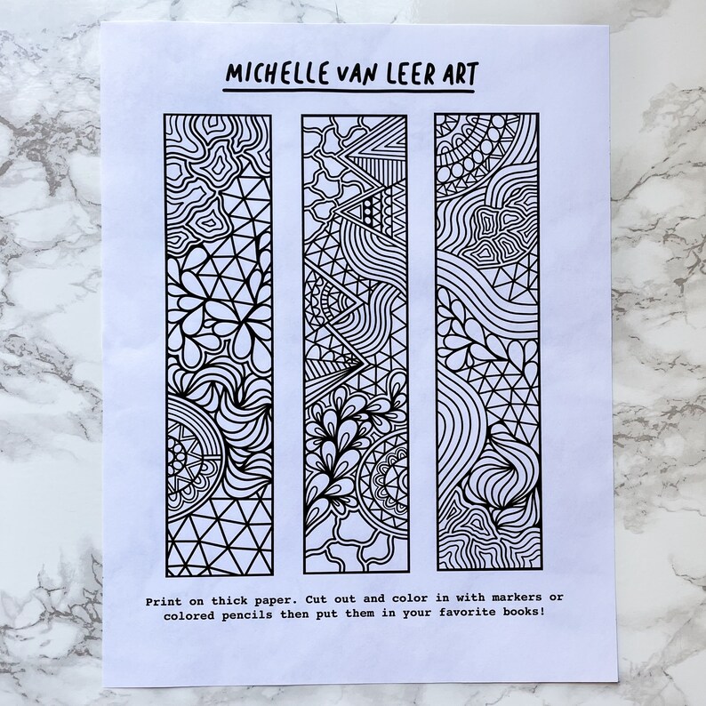 Printable Zen Doodle Bookmarks | Printable Coloring Sheet | Adult ...