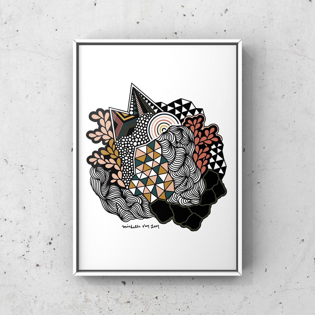 Abstract + Geometric Frameable Art Print | 8"x10" | Colorful Patterned ...